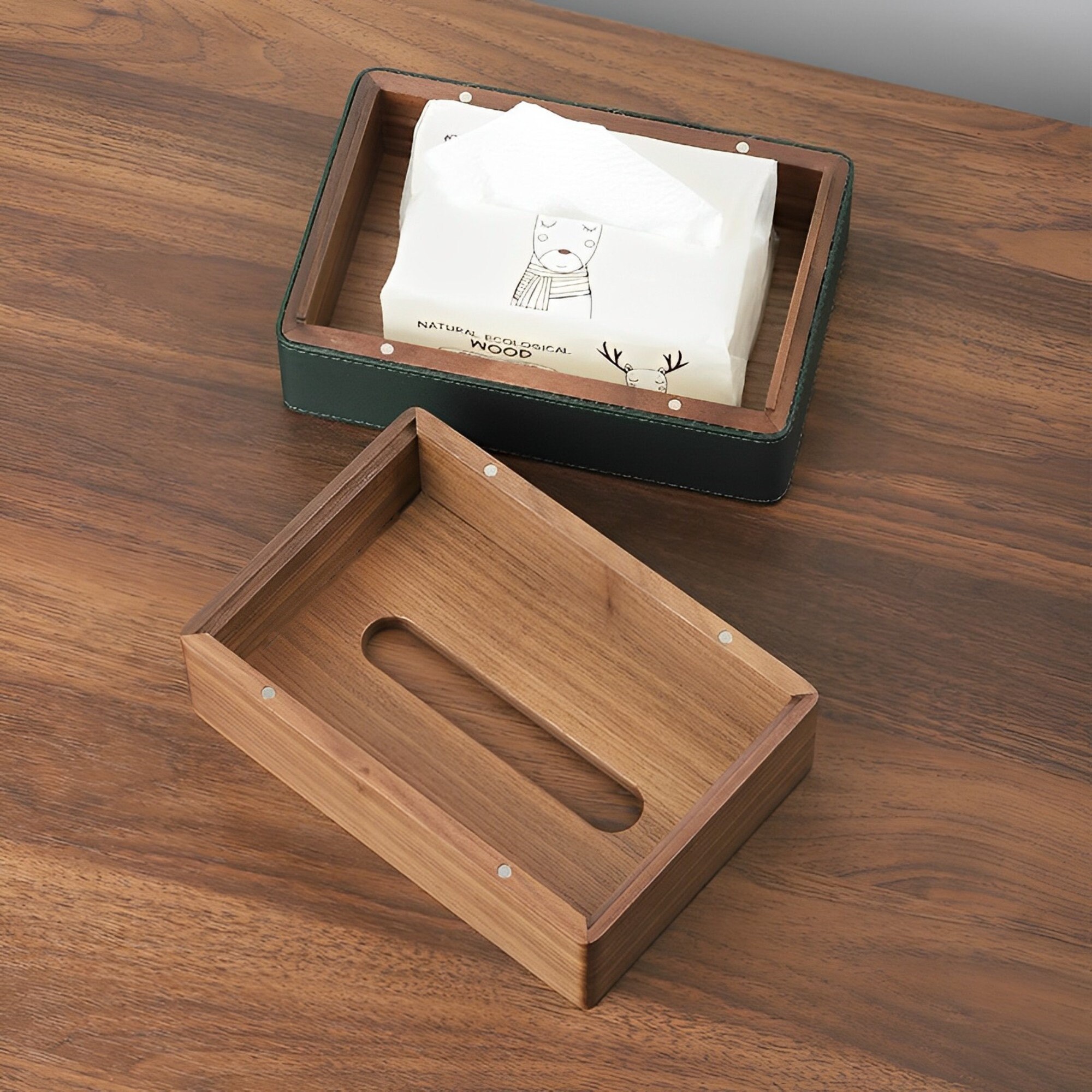 Personalized Solid Walnut Tissue Box Cover, Wooden Brown Napkins Holder ...