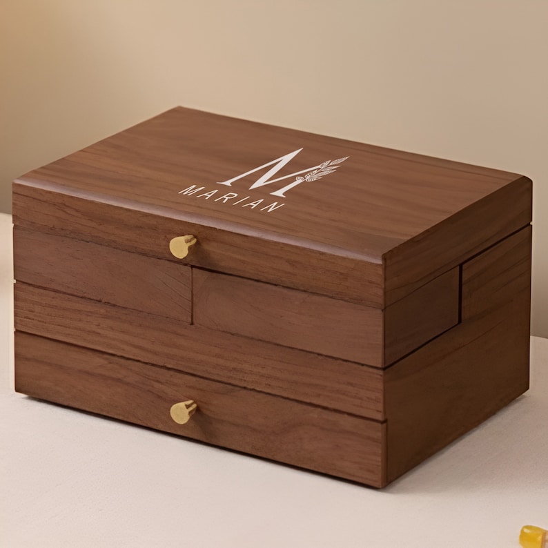 Custom Wood Jewelry Box, Pull Out Drawers With Glass Jewellery Box Case ...