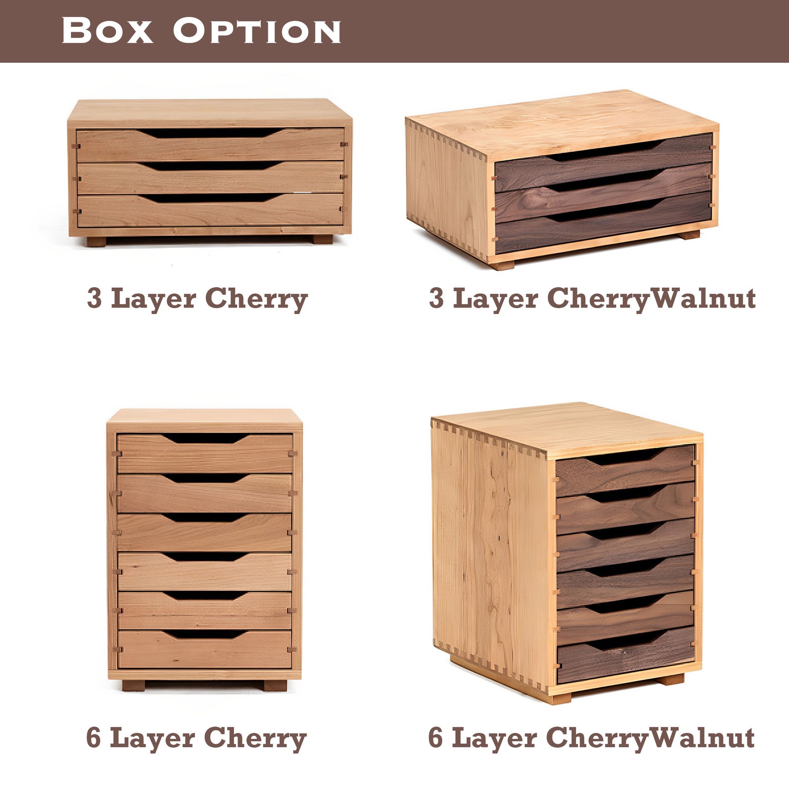 Solid Wooden Desktop Drawer Storage Box, 3 Layer 6 Layer Cherry Walnut ...