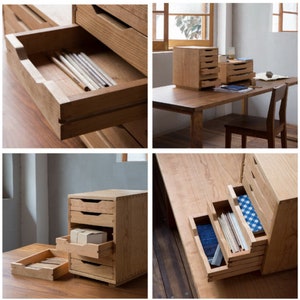 Solid Wooden Desktop Drawer Storage Box, Desk Storage Cabinet ...