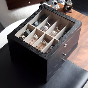 Personalized Luxury Wooden Eyeglasses Box, Eyeglass Display Case ...