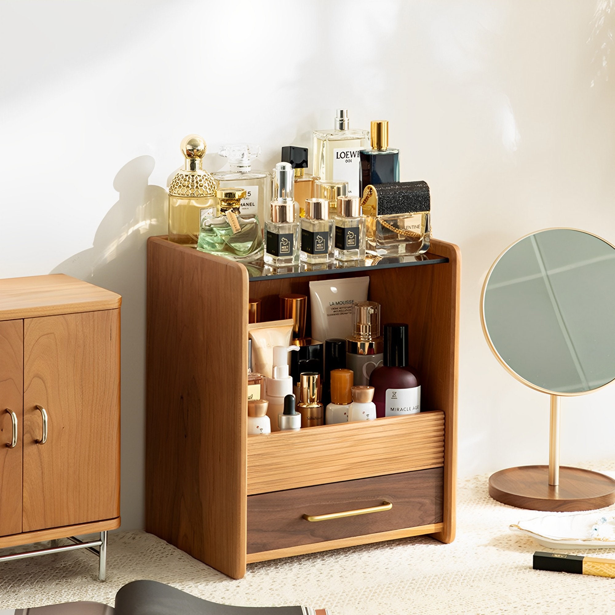 Personalized Large Makeup Organizer Box, Wood Cosmetic Storage Box ...