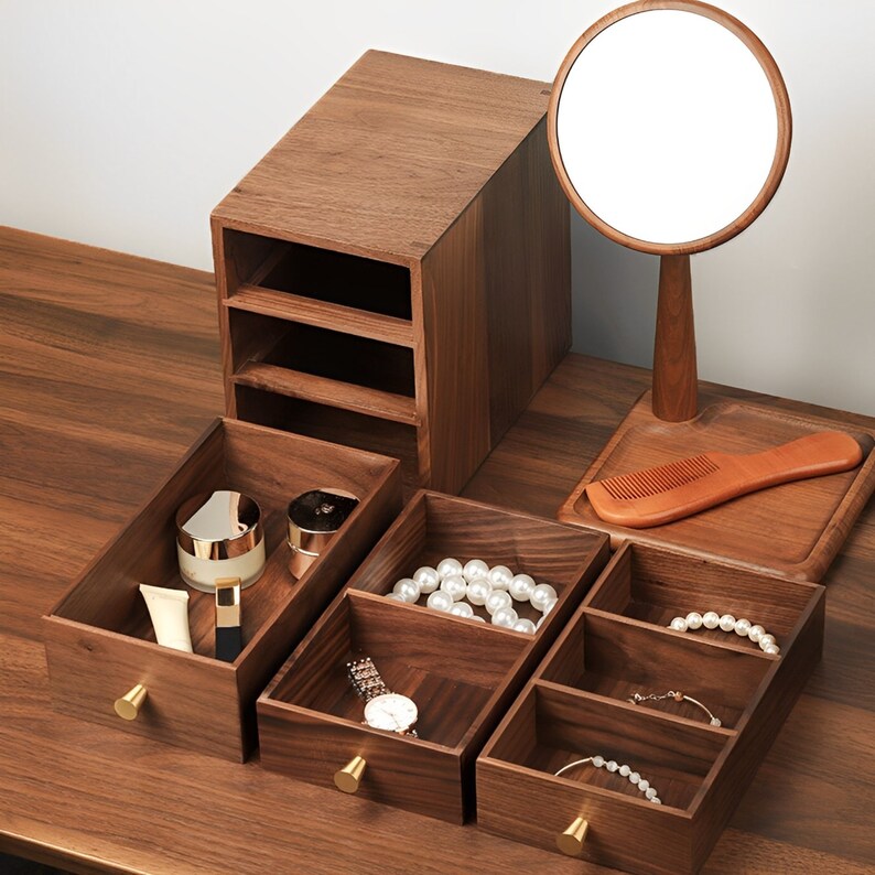 Personalized Solid Walnut Desktop Drawer Cabinet Wooden - Etsy