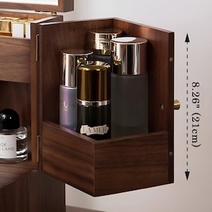 Luxury Solid Walnut Makeup Organizer Box, Extra Large Wood Cosmetic ...
