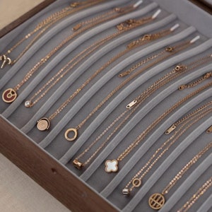 Solid Walnut Long Necklace Box, Wood/glass Lid Necklace Bracelet ...