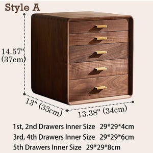 Personalized Solid Walnut Desktop Drawer Cabinet, Wooden Storage Box ...