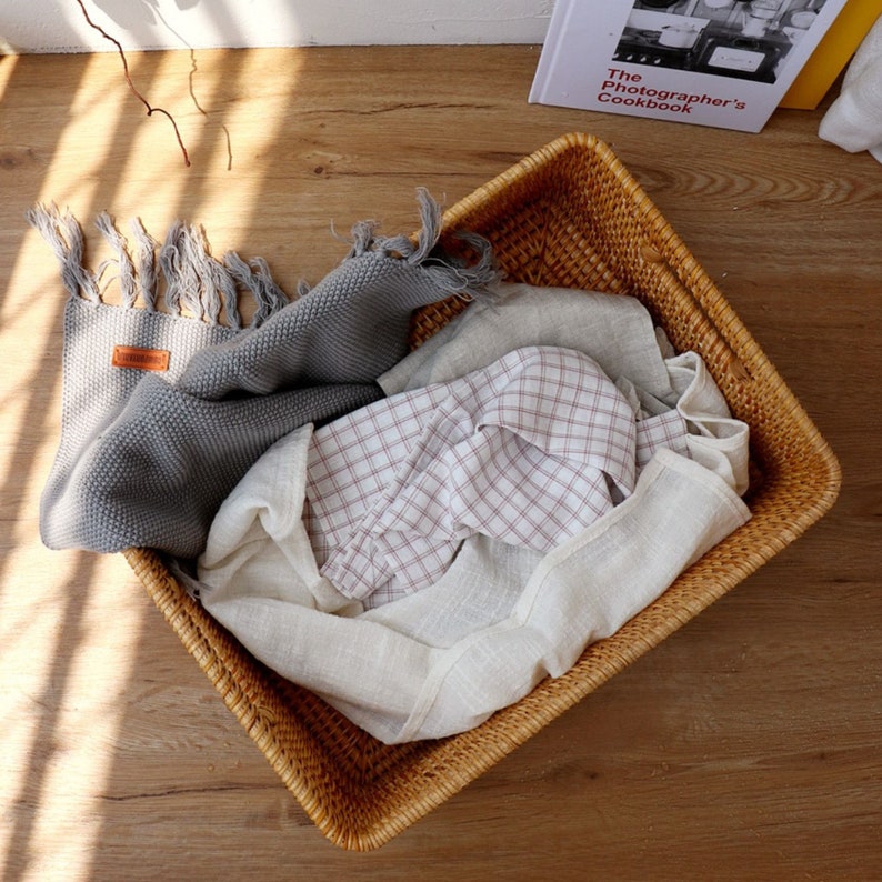 Handmade Rectangle Woven Rattan Basket With Lid and Wicker - Etsy