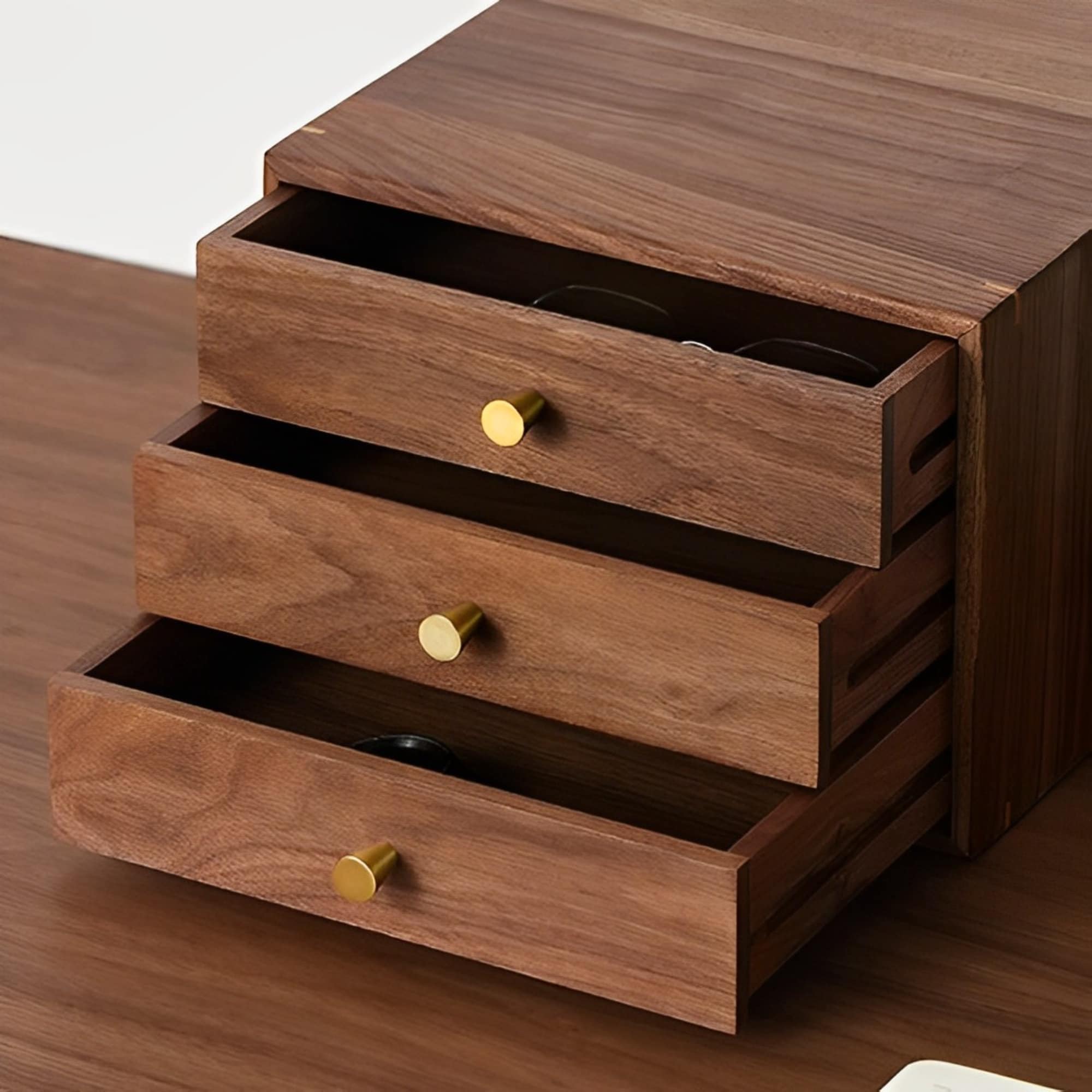 3 Drawer Personalize Solid Wooden Desktop Storage Box - Etsy