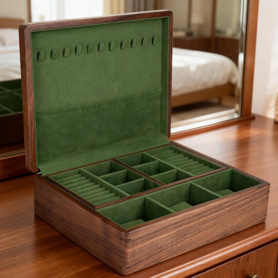 Large Locking Jewelry Box Wood Hardwood Large Wooden Jewelry Box