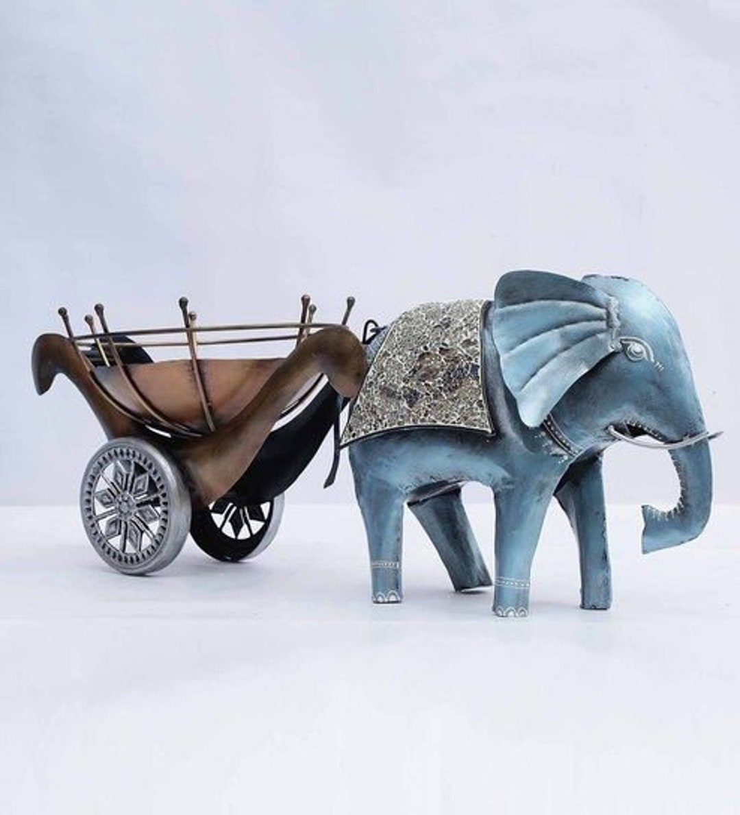 Modern Multicolor Elephant Trolley Figurine Indian Handicraft for Home ...