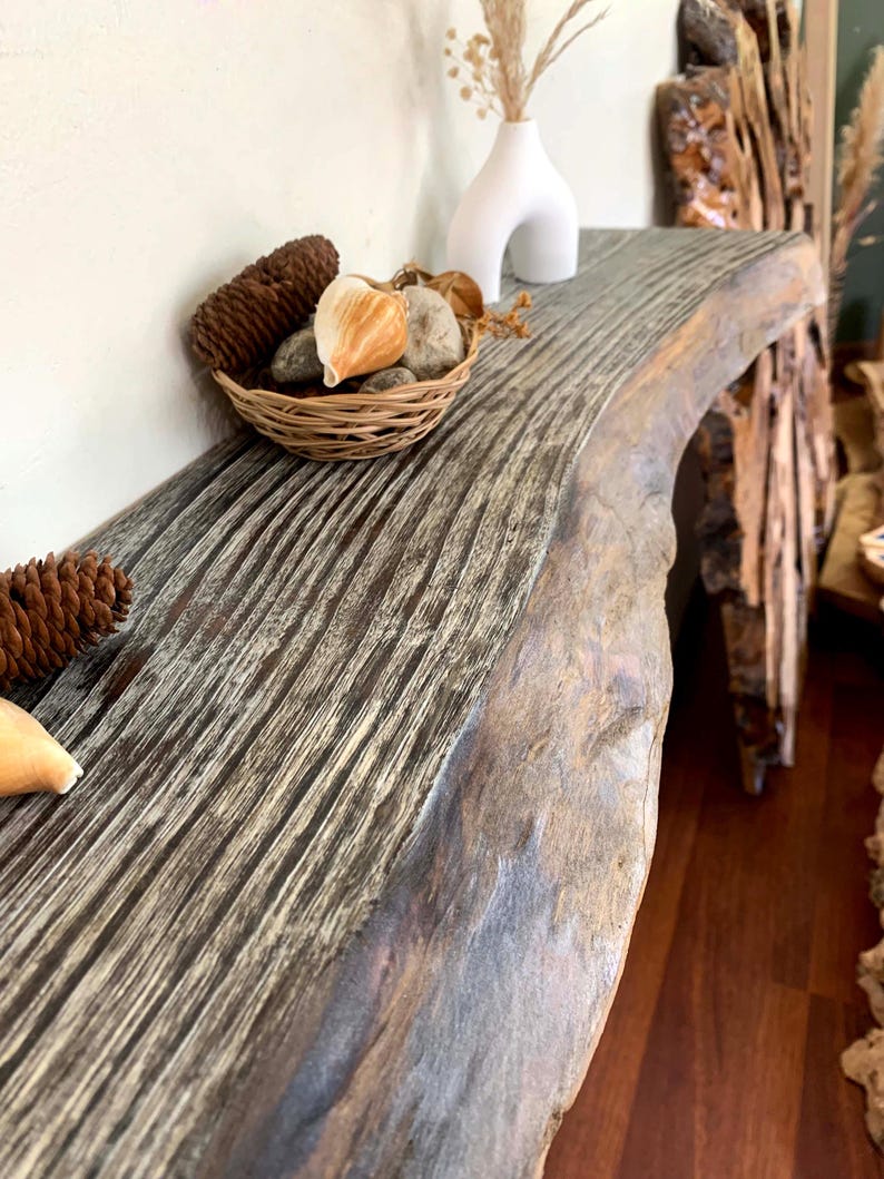 Live Edge Chestnut Wood Floating Shelf: Rustic Antiqued Wall Decor ...