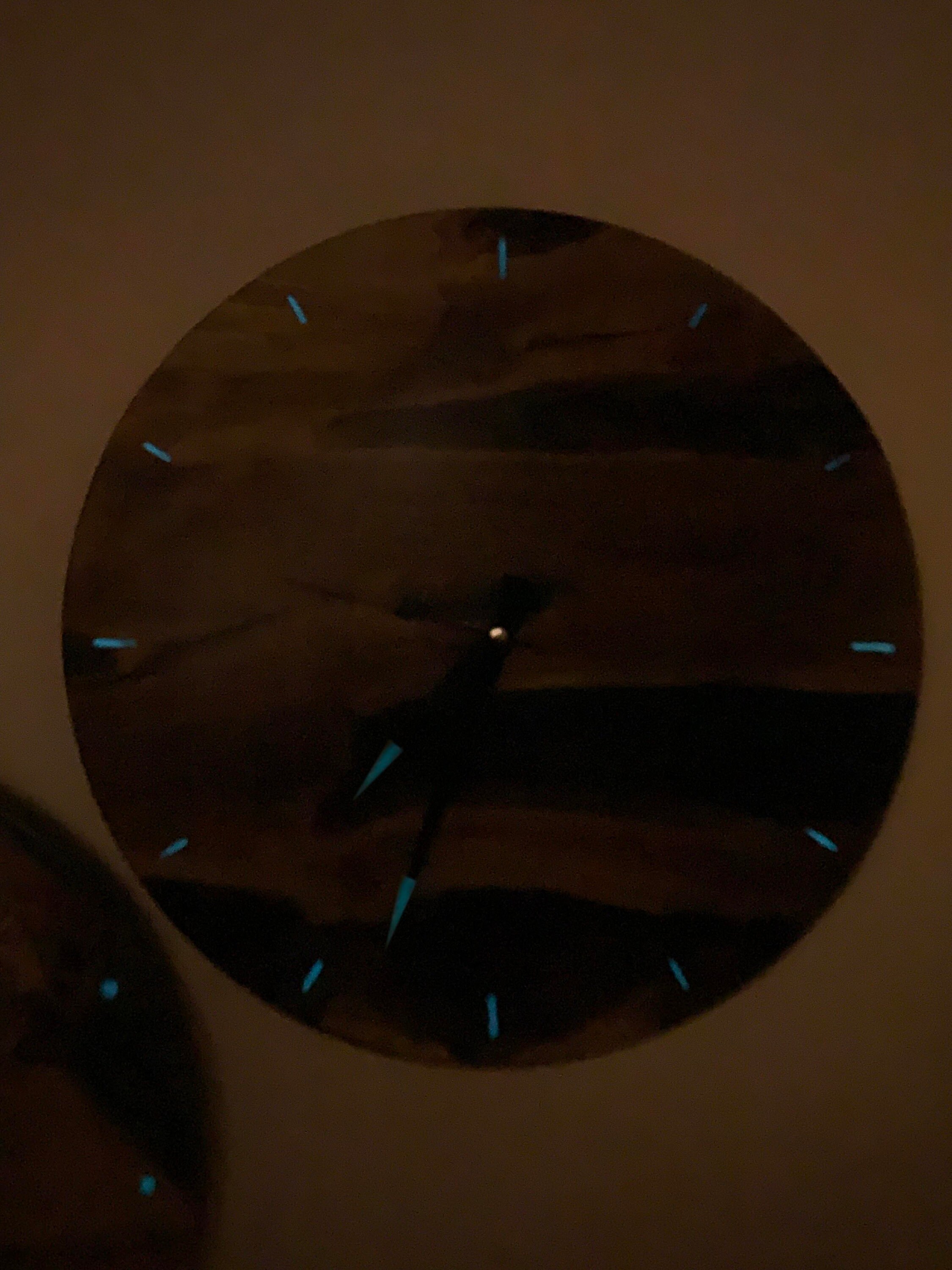 Natural Olive Wood Wall Clock With Black Epoxy Resin Handmade Resin ...