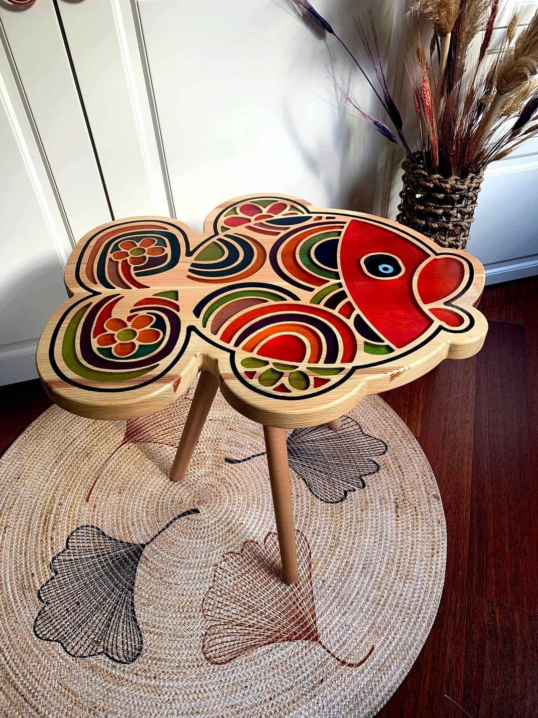 Colorful Fish Epoxy Coffee Table Custom Epoxy Side Table, Artistic ...