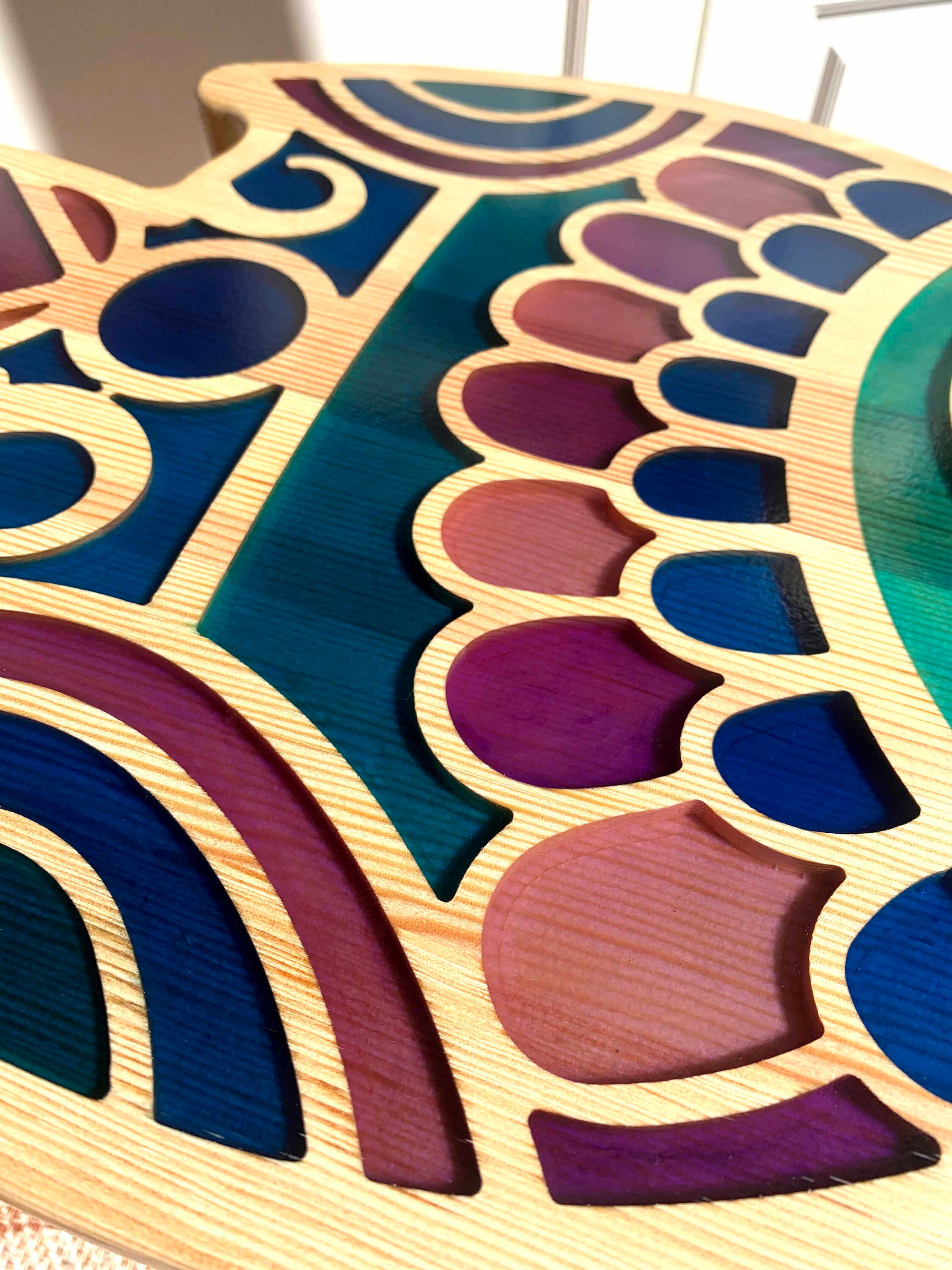 Handmade Wooden Resin Fish Figure Coffee Table Wood Slab Fish Shaped ...