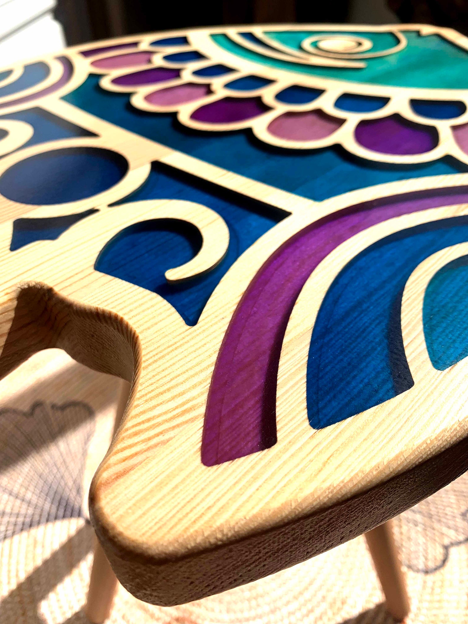 Handmade Wooden Resin Fish Figure Coffee Table - Wood Slab Fish Shaped ...