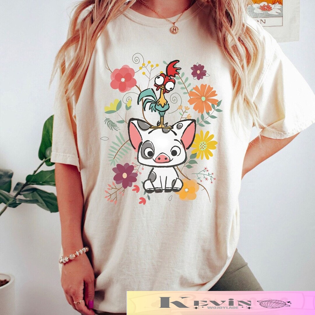 Disney Moana Shirt Hei Hei and Pua Floral Comfort Colors - Etsy