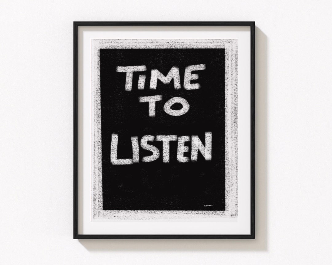 Time to Listen Word Art, INSTANT DIGITAL DOWNLOAD Printable, Bold Font ...
