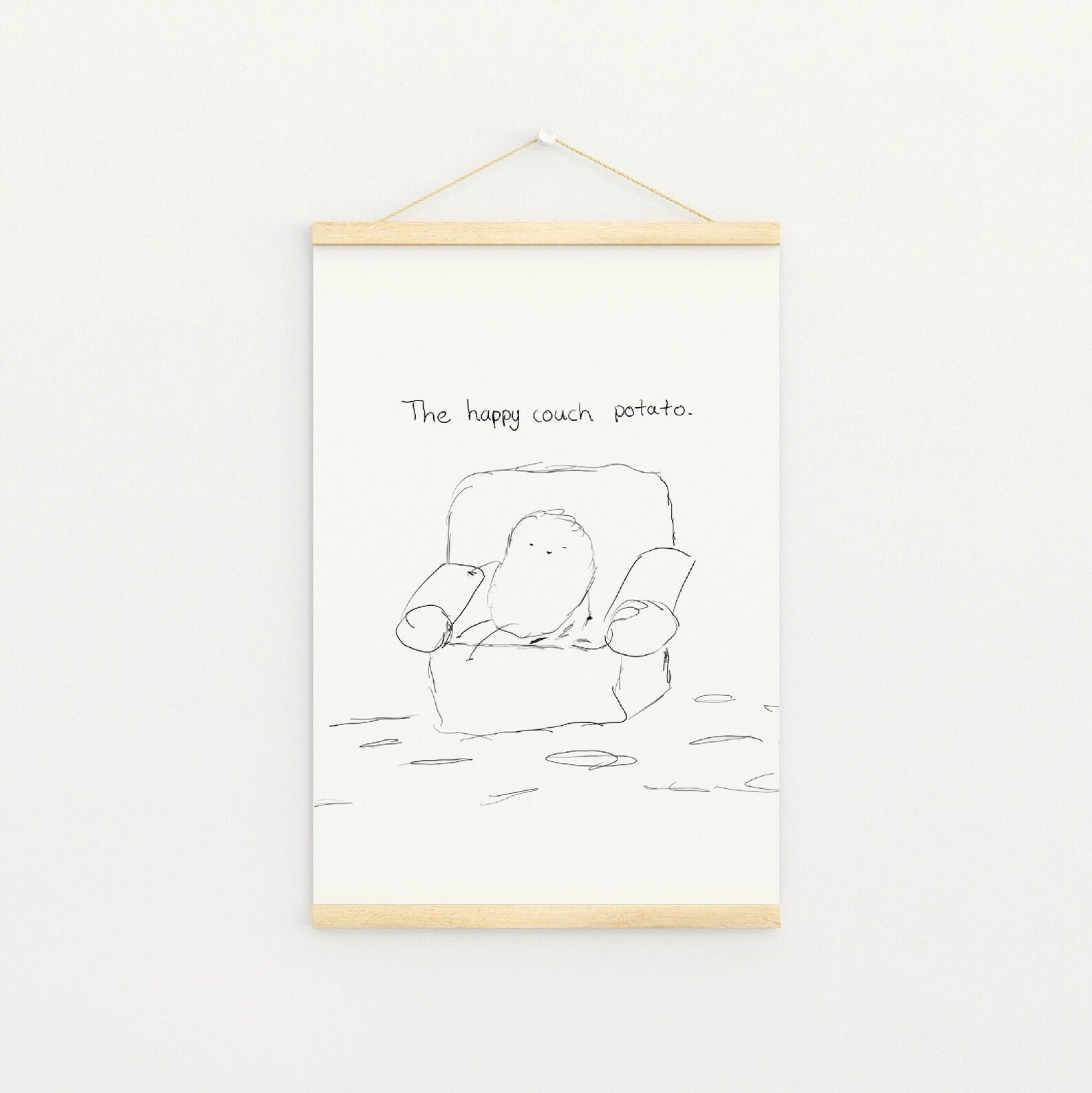 Cute Couch Potato Line Drawing, Home Decor Wall Art/poster/print/card ...
