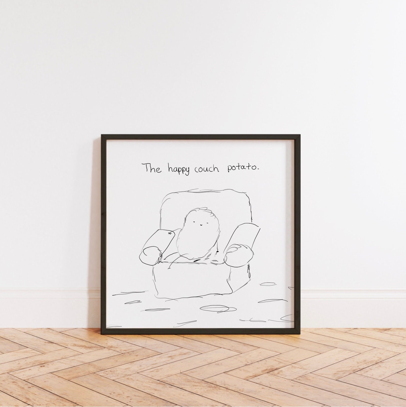 Cute Couch Potato Line Drawing, Home Decor Wall Art/poster/print/card ...