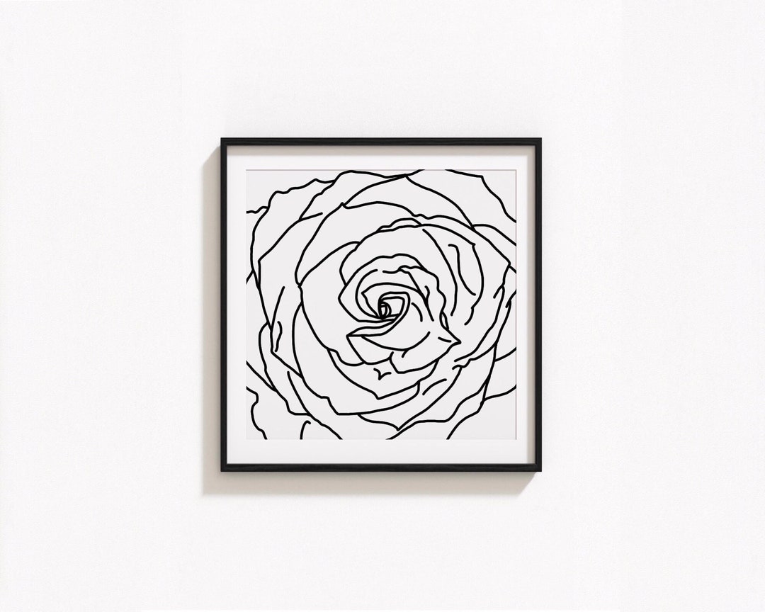 Rose Petal Line Drawing, Vintage Rose Art, Instant Digital Download Art ...