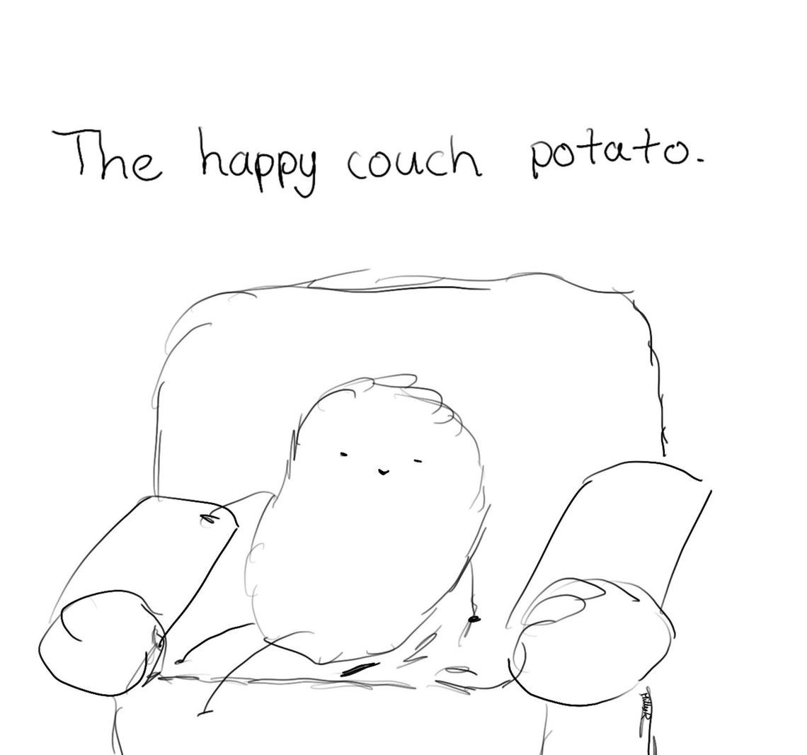 Cute Couch Potato Line Drawing Home Decor Wall - Etsy