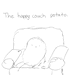 Cute Couch Potato Line Drawing, Home Decor Wall Art/poster/print/card ...