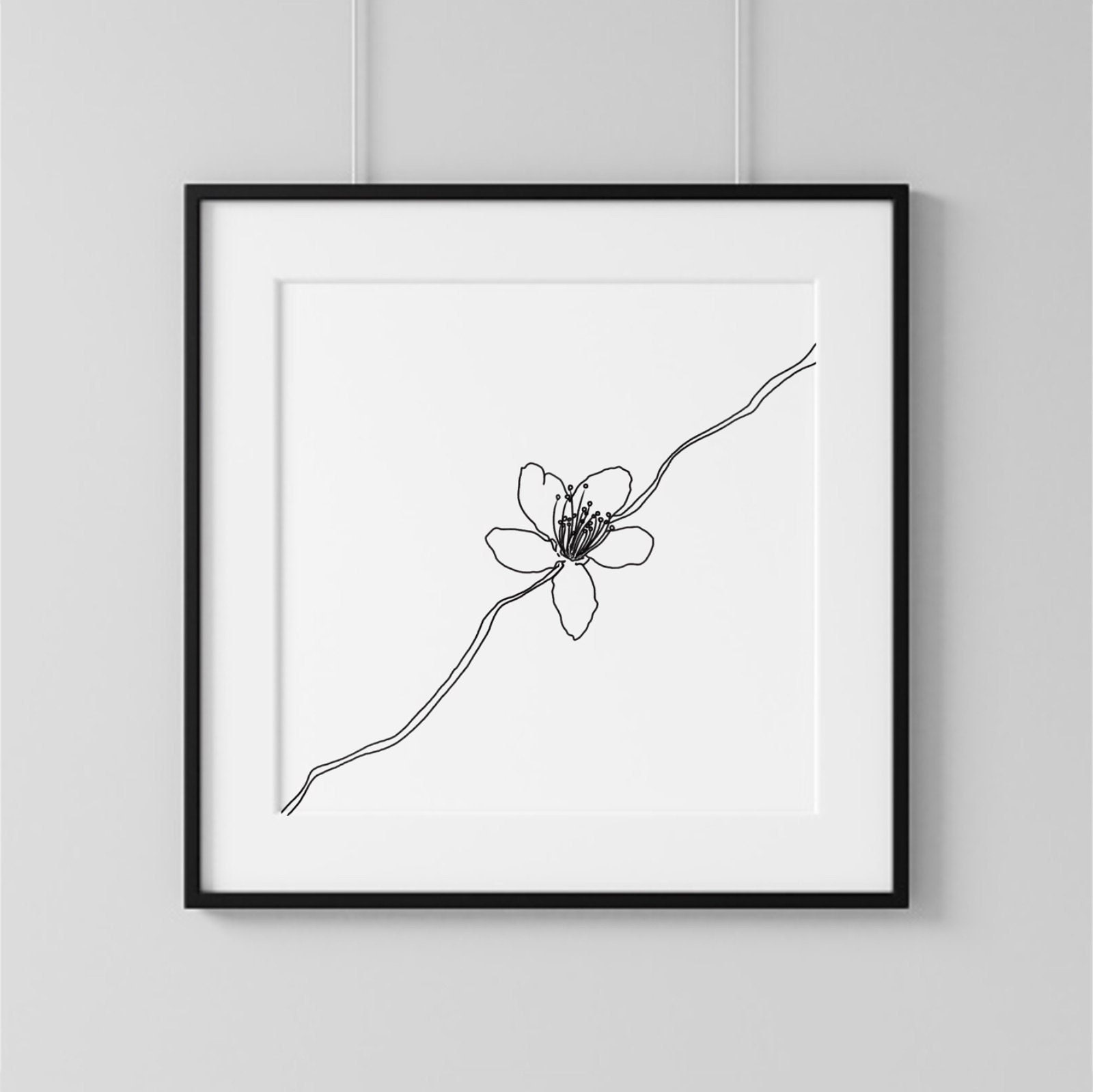 Jasmine Flower Line Drawing Wall Art Printable, INSTANT DIGITAL ...