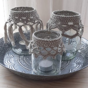 Crochet Pattern for 5 Glass Jar Lanterns(english With US Crochet Terms ...