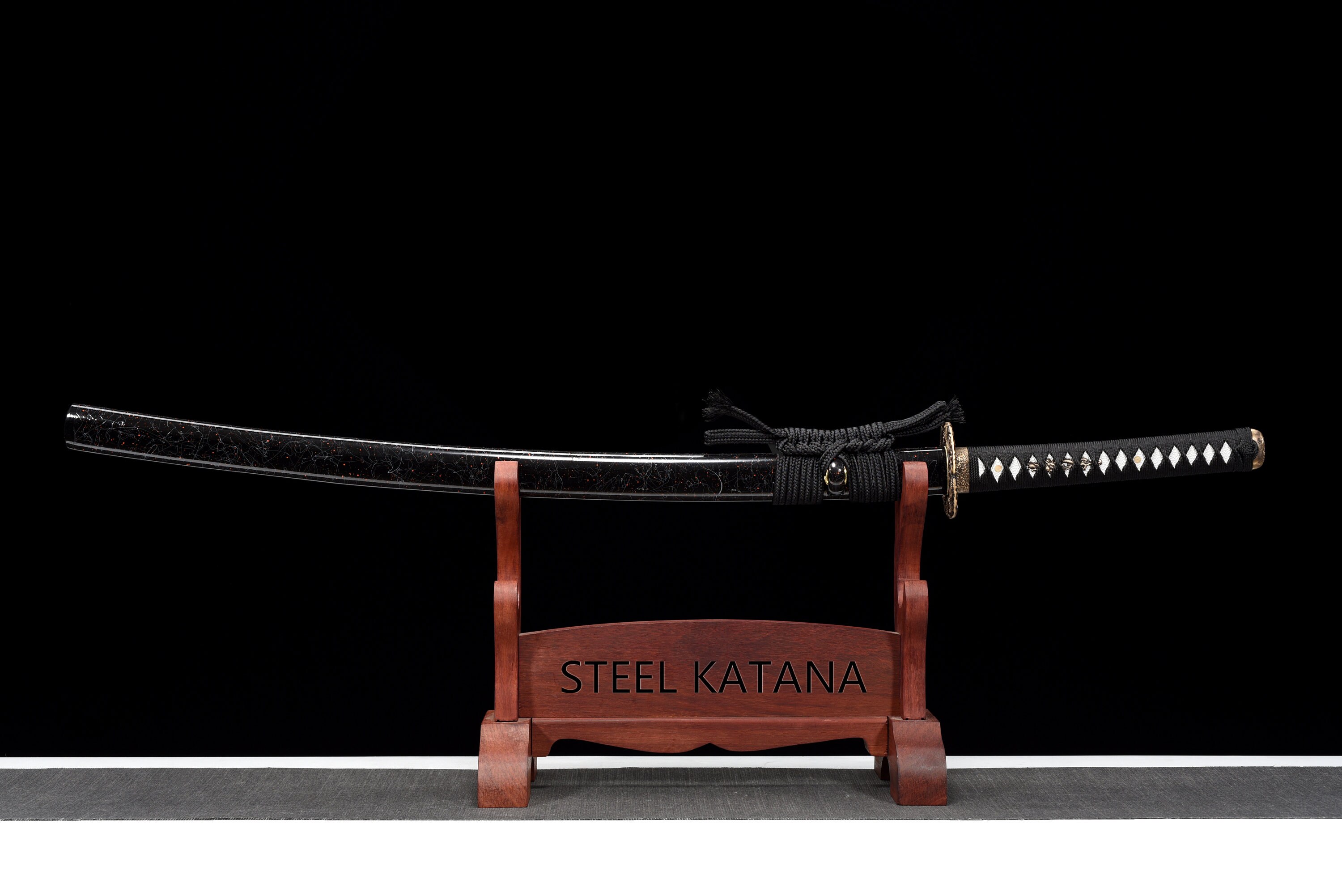 Buy Hand Forged T10 Carbon Steel Blade Black Katana, Clay Tempere Baked ...