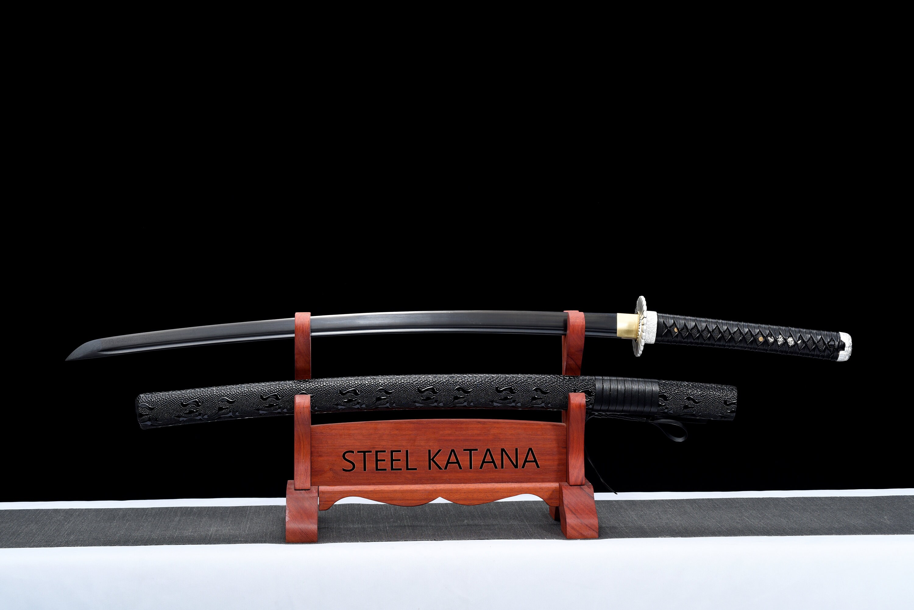 Black Samurai Sword With Black Blade Hand Forged Manganese - Etsy