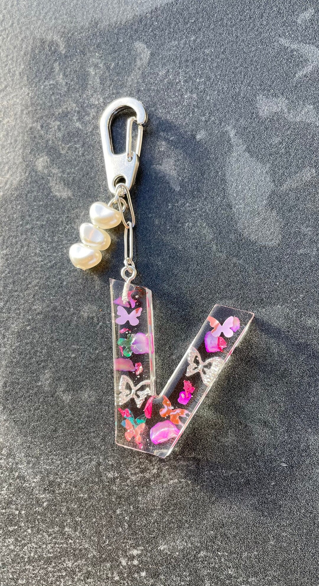 Personalised Keychain Letter Epoxy/resin With Butterfly - Etsy
