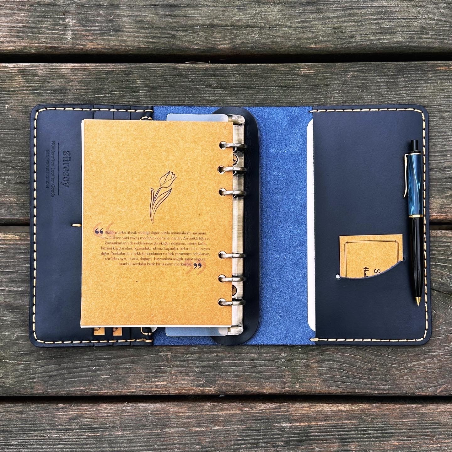 Genuine Leather A6 Diary Planner Notebook, A6 Ring Binder Organizer ...