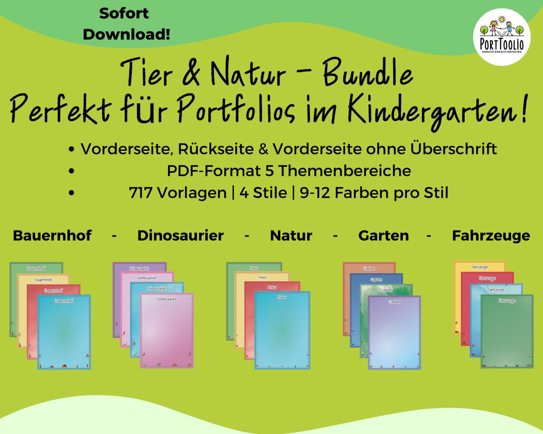 717 Portfolio Templates for Kindergarten - Animal and Nature Bundle - Etsy
