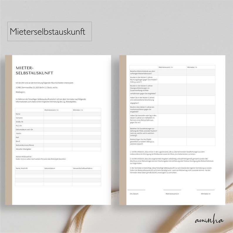 Wohnungsbewerbung für Paare in deutsch komplette Bewerbermappe für das ...