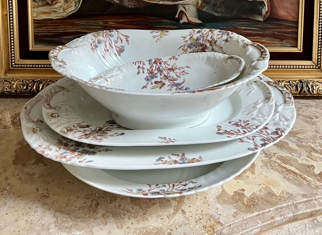 Antique Limoges Porcelain Dining Set: Jean Pouyat, Floral Dishes - Etsy