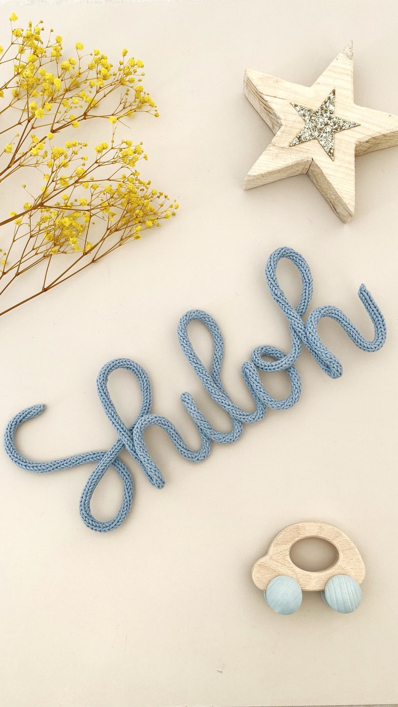 Prénom Tricotin, Namensschild für Babys, Babyzimmer Dekor, gestrickter ...