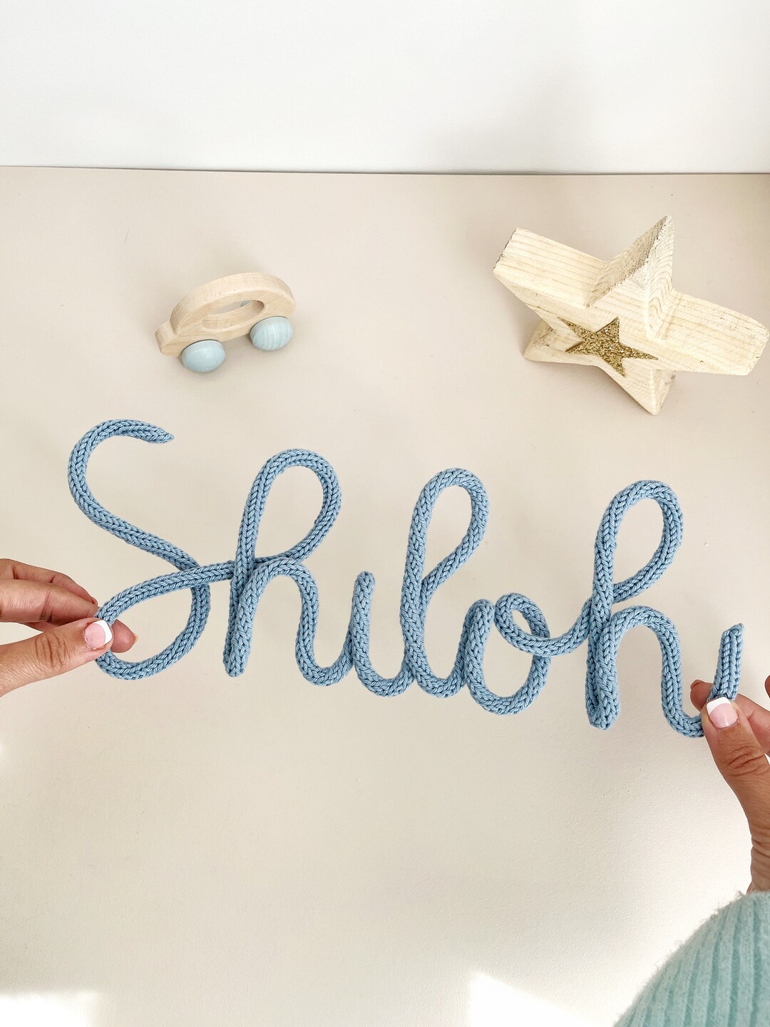 Prénom Tricotin, Namensschild für Babys, Babyzimmer Dekor, gestrickter ...