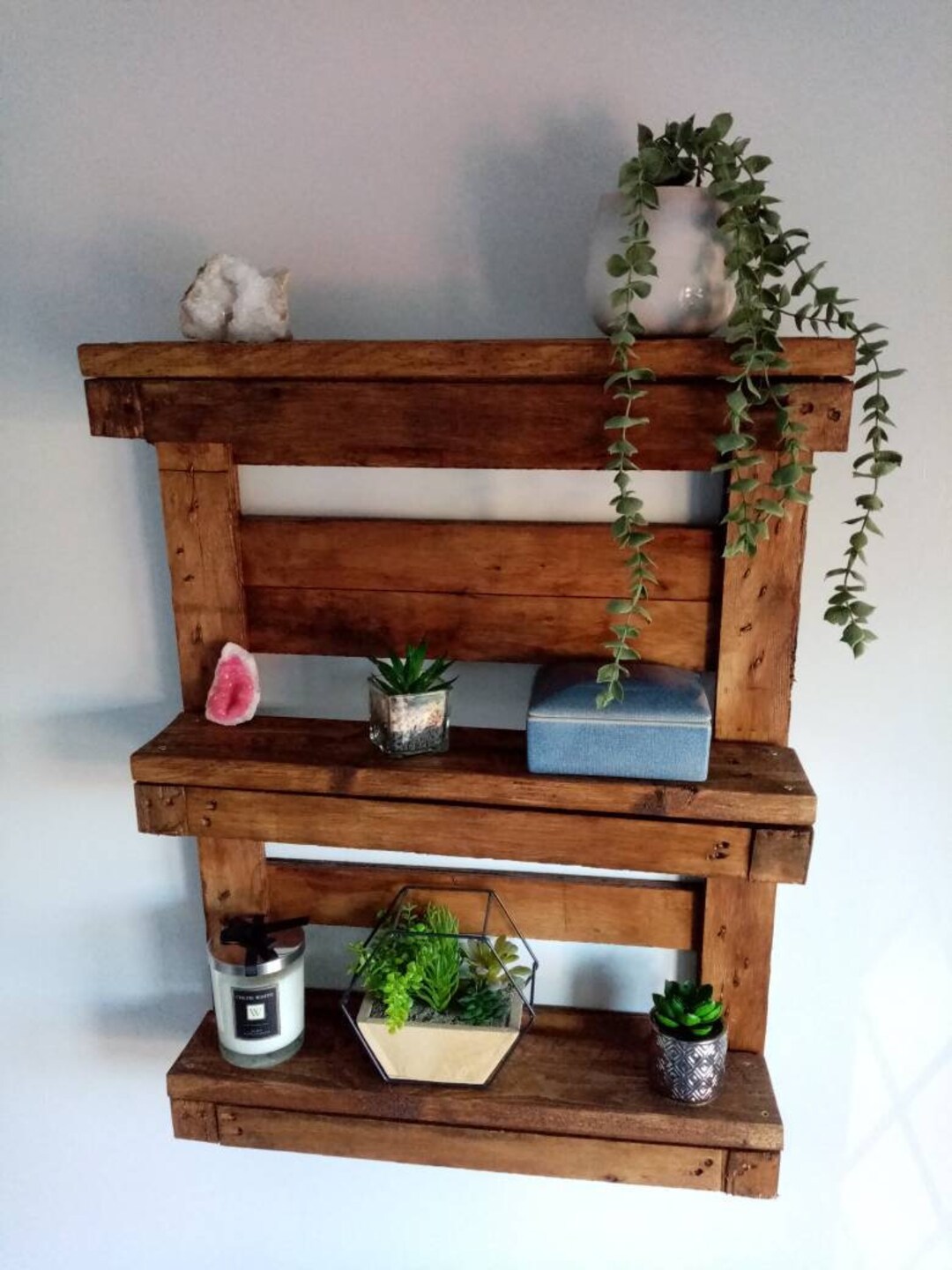 Rustic Pallet Shelf, Shabby Chic, Pallet Shelving, Indoor Shelf ...