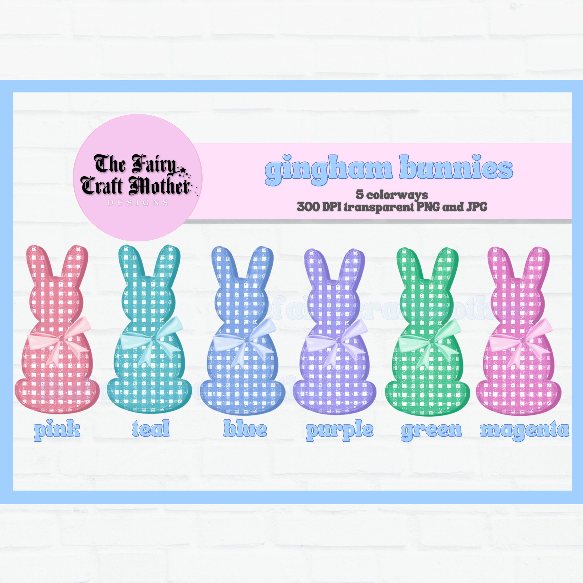 Gingham Bunny Clipart Set, Easter Clipart, Easter Bunny Clipart ...