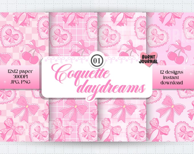 Coquette Daydreams Coquette Aesthetic Digital Paper Pack, Journal Paper ...