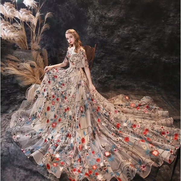 Floral Prom Dress - Etsy