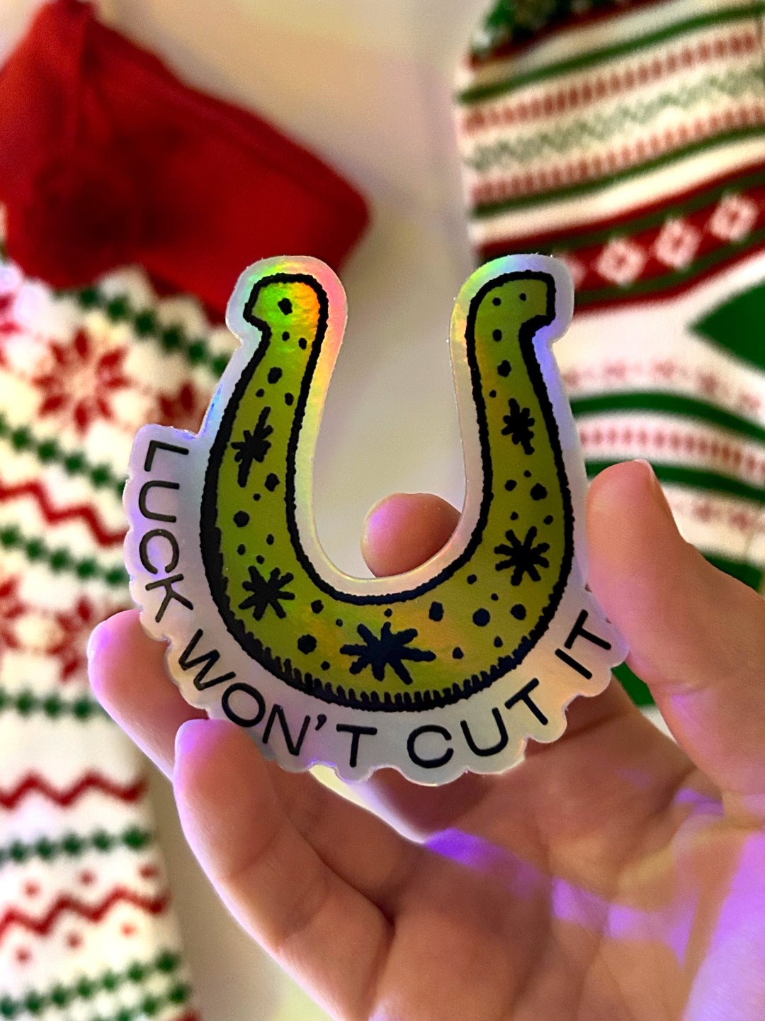 Holographic Good Luck Sticker Waterproof Vinyl Funky - Etsy