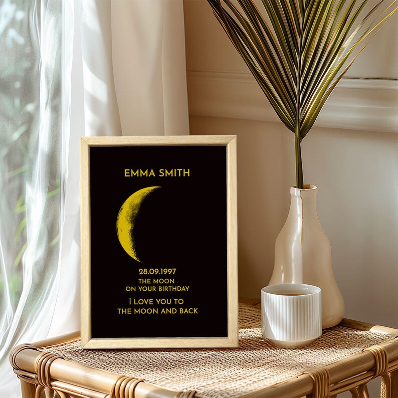 Custom Moon Phase Print, Personalized Moon Phase Frame, Custom Moon ...