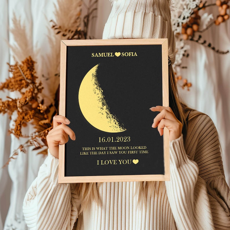 Custom Moon Phase Print, Personalized Moon Phase Frame, Custom Moon ...