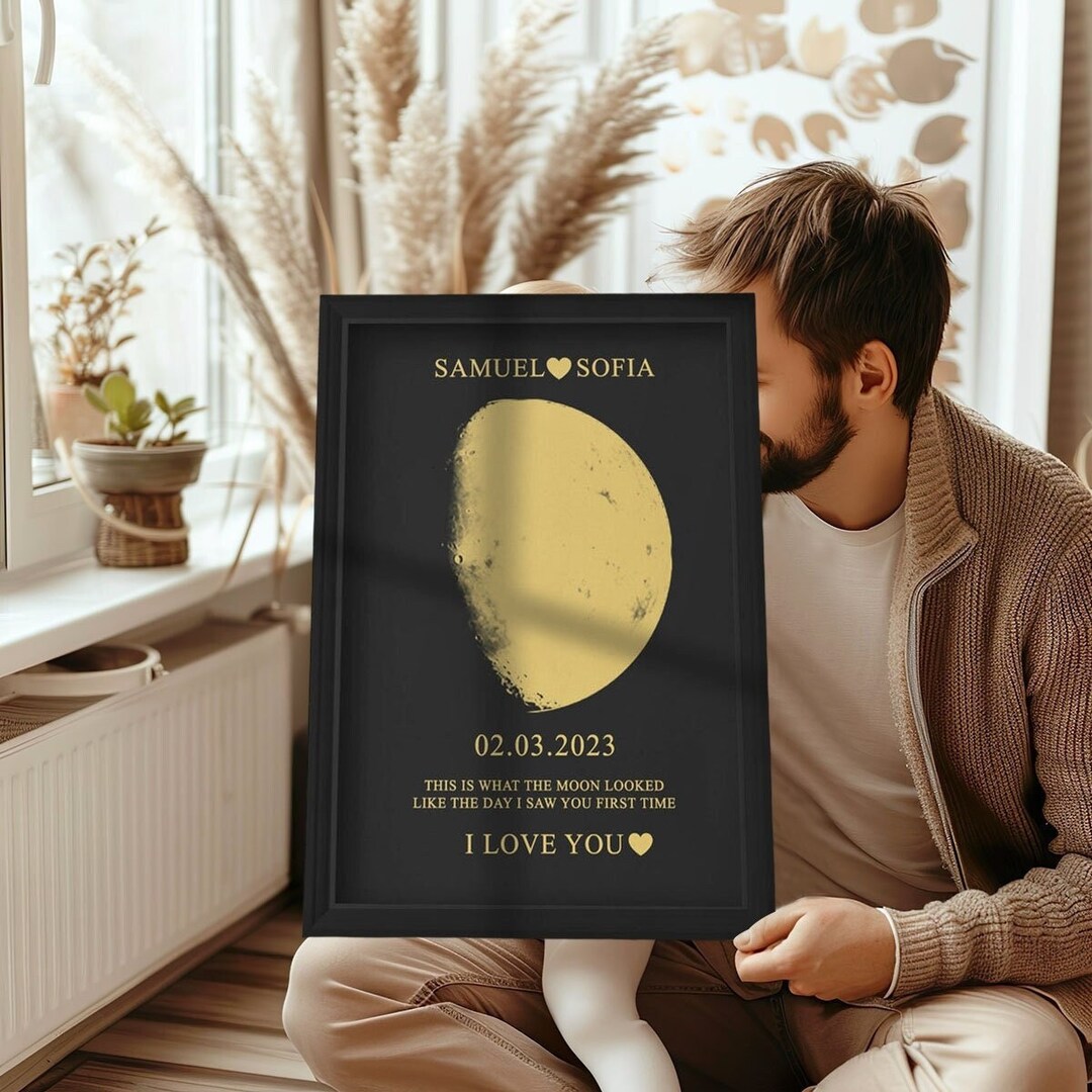 Custom Moon Phase Print, Personalized Moon Phase Frame, Custom Moon ...