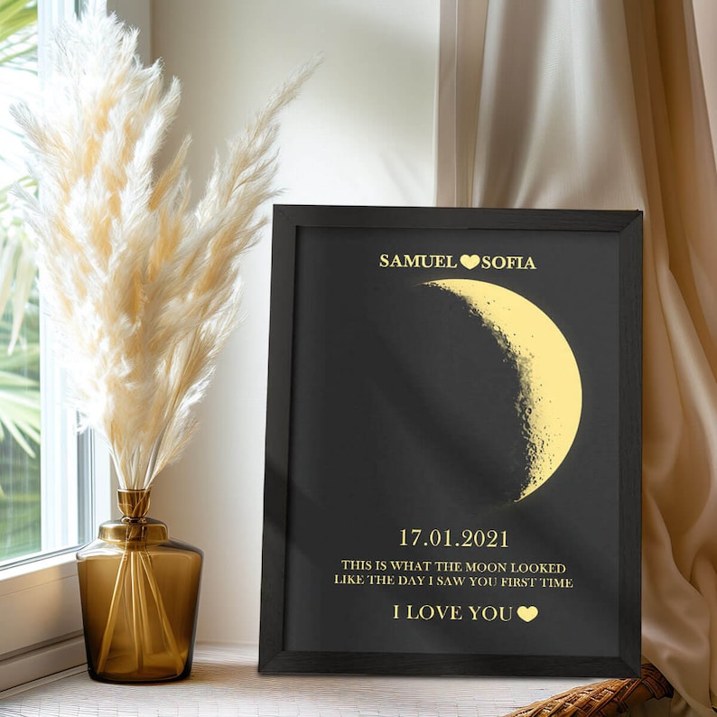 Custom Moon Phase Print, Personalized Moon Phase Frame, Custom Moon ...