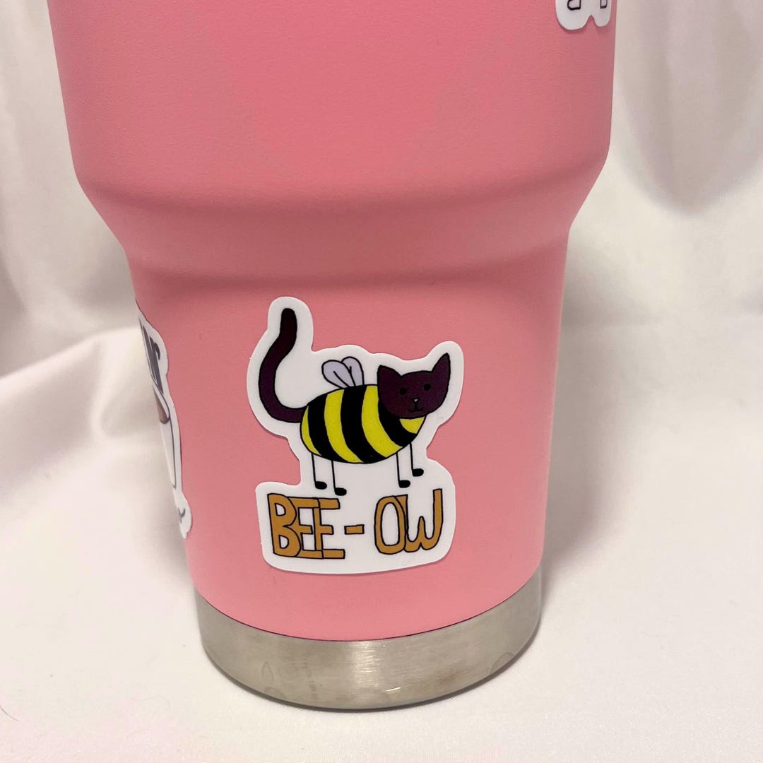 Bee-ow Cat Bee Waterproof Vinyl Sticker - Etsy