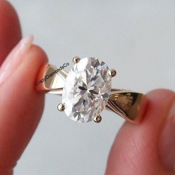 Wide Band Solitaire Ring - Etsy