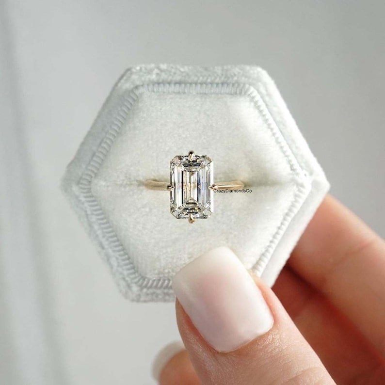 Knife Edge Style Ring Compass Prong Ring 5.34 CT Emerald Cut - Etsy