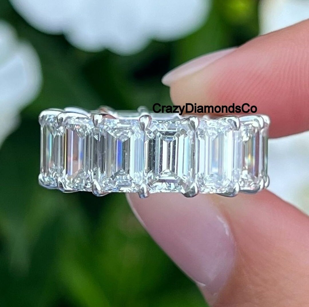 6X4 MM Emerald Cut Eternity Band, Full Eternity Emerald Cut Moissanite ...